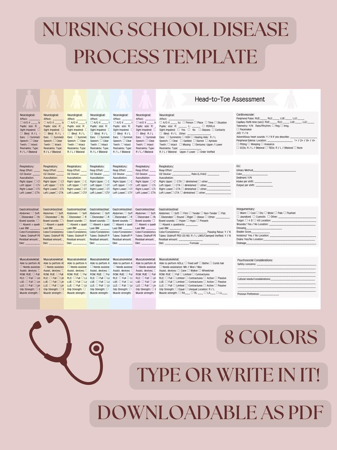 Head-to-toe Assessment Template | Nursing Note Templates for Students ...