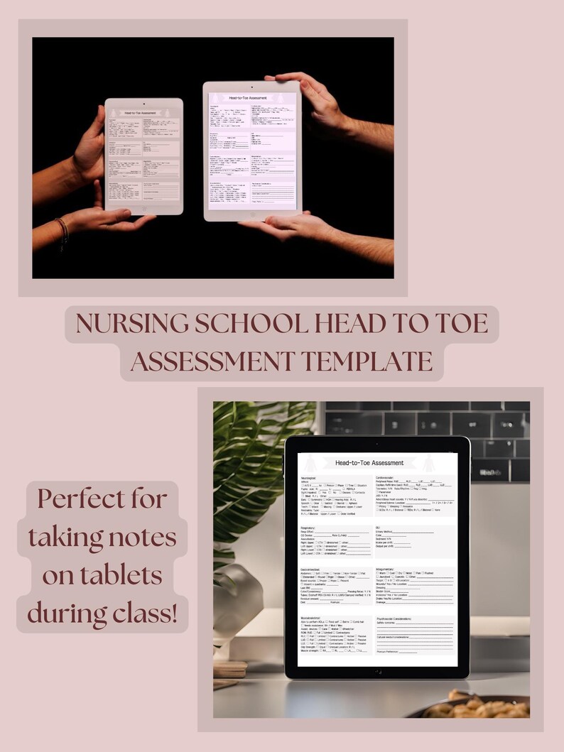 Head-to-toe Assessment Template | Nursing Note Templates for Students ...
