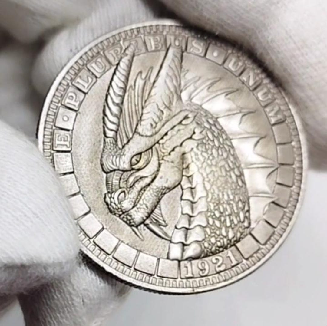 1921 Red Dragon Hobo Coin, Morgan Dollar Eagle Coin, Restrike. - Etsy