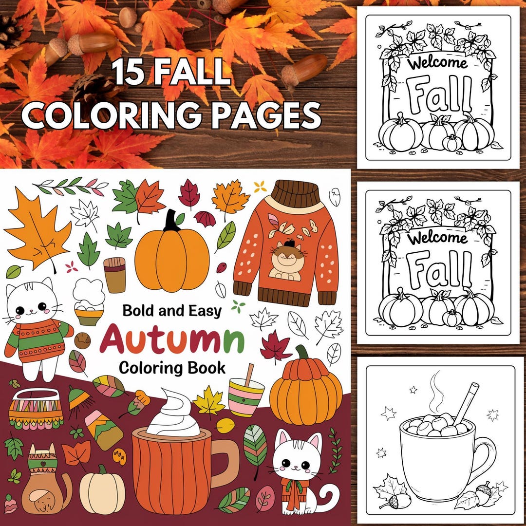 Autumn Coloring Pages for Kids: 80 Fall Printables (PDF Download) - Etsy