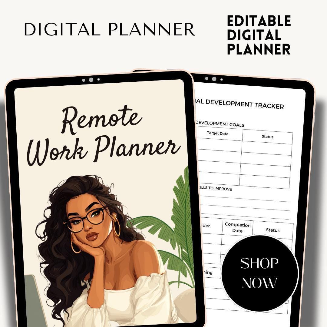 Remote Work Planner: Editable Canva Template With PLR/MRR (US Letter ...