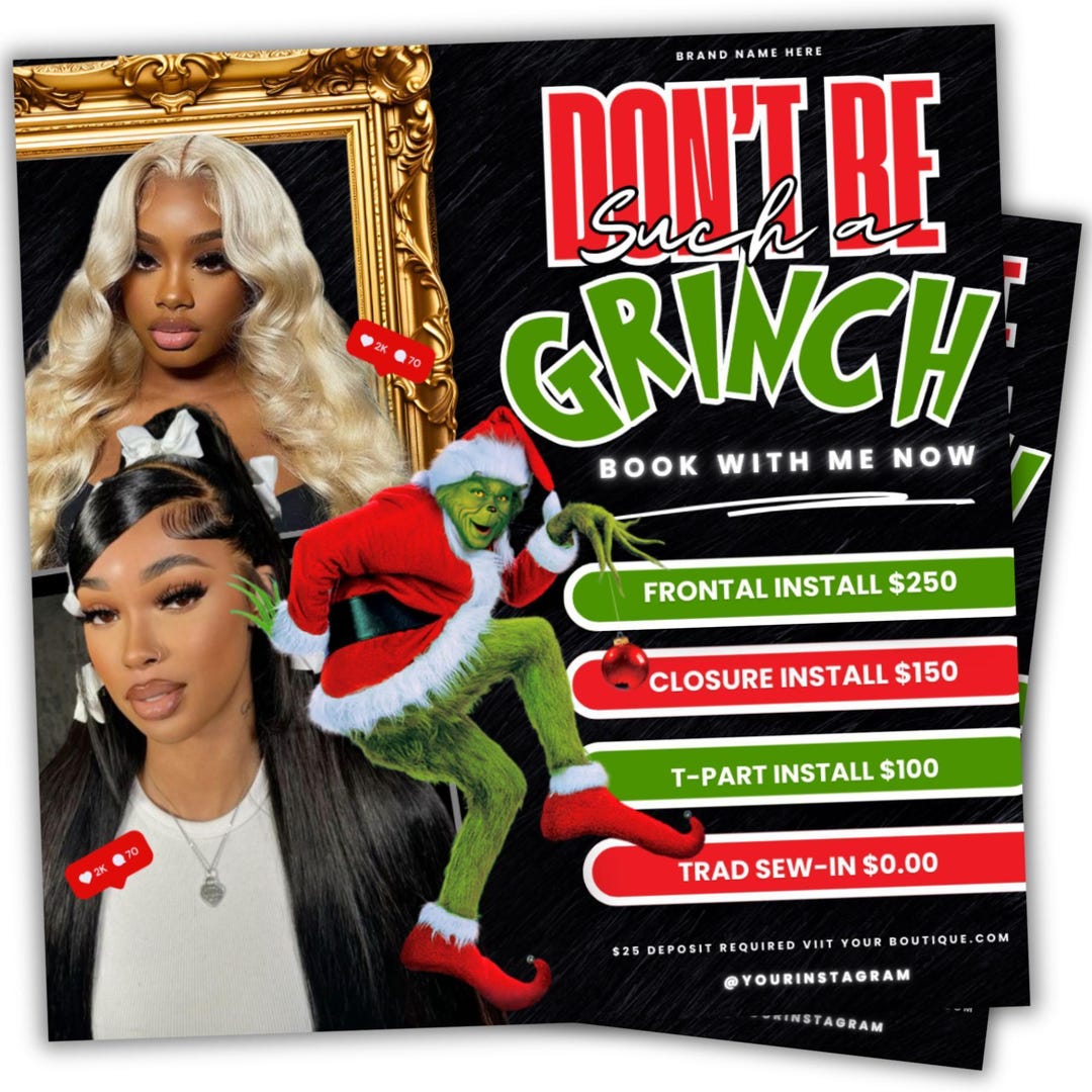 Grinchmas Beauty Flyer | Grinch Flyer | Christmas Flyer | Booking Flyer ...