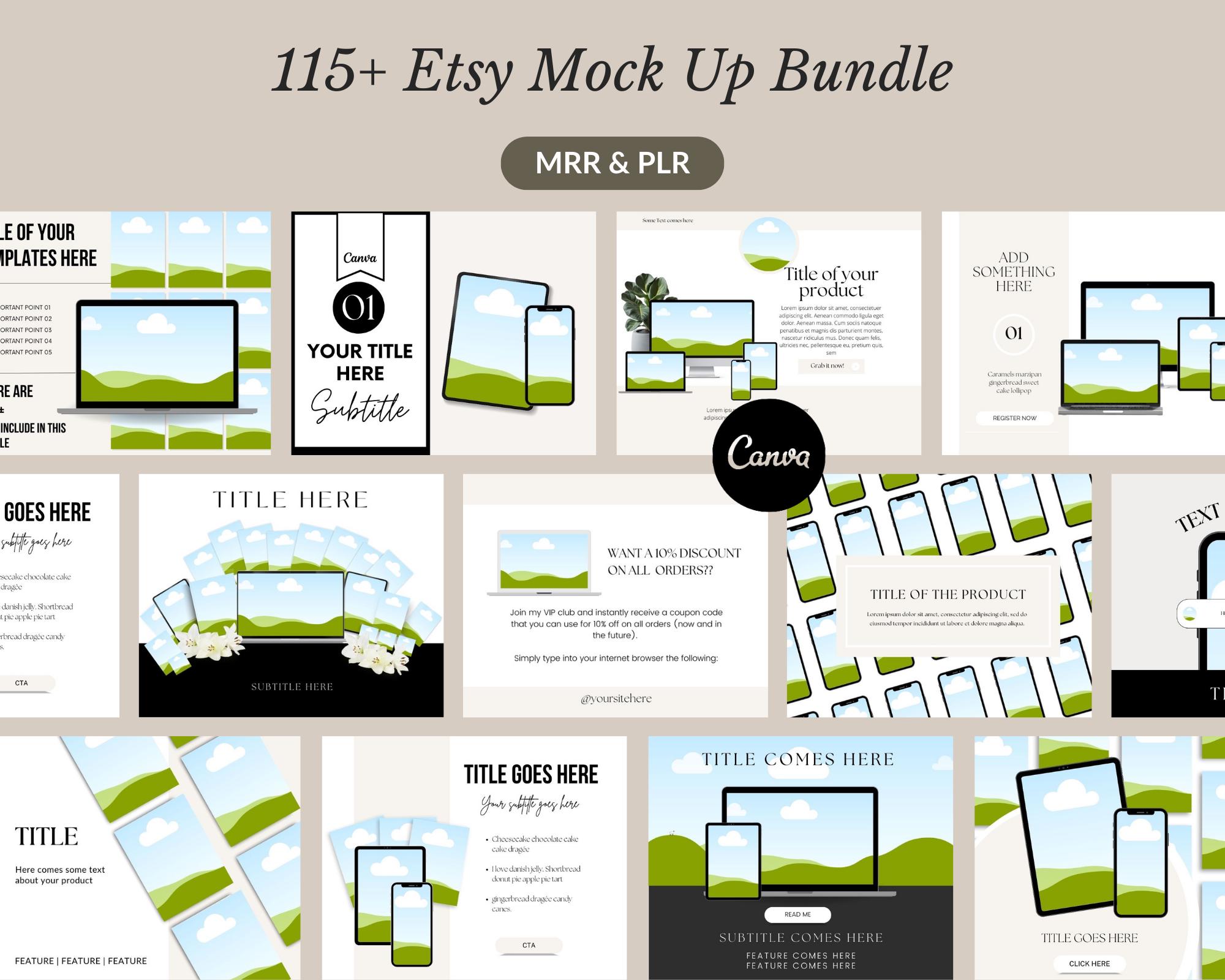 MRR/PLR Mockup Bundle, Canva Mockup Templates, Digital Product Mockups ...