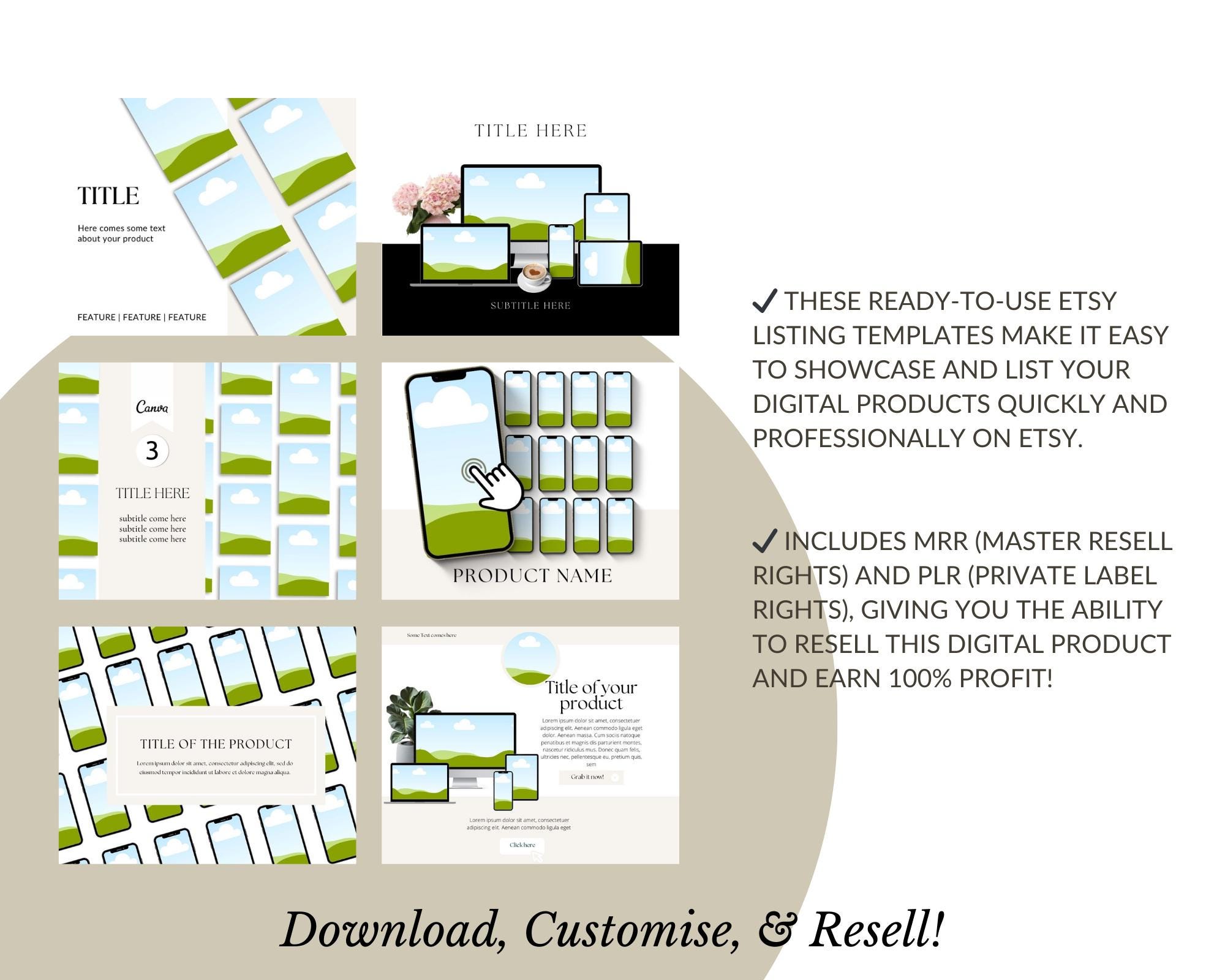 MRR/PLR Mockup Bundle, Canva Mockup Templates, Digital Product Mockups ...