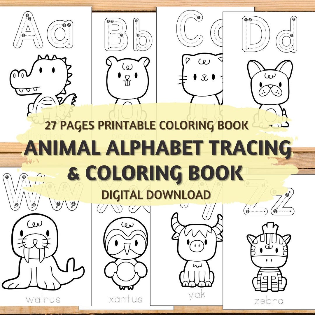 Animal Alphabet Tracing and Coloring Book | Coloring Pages for Kids ...
