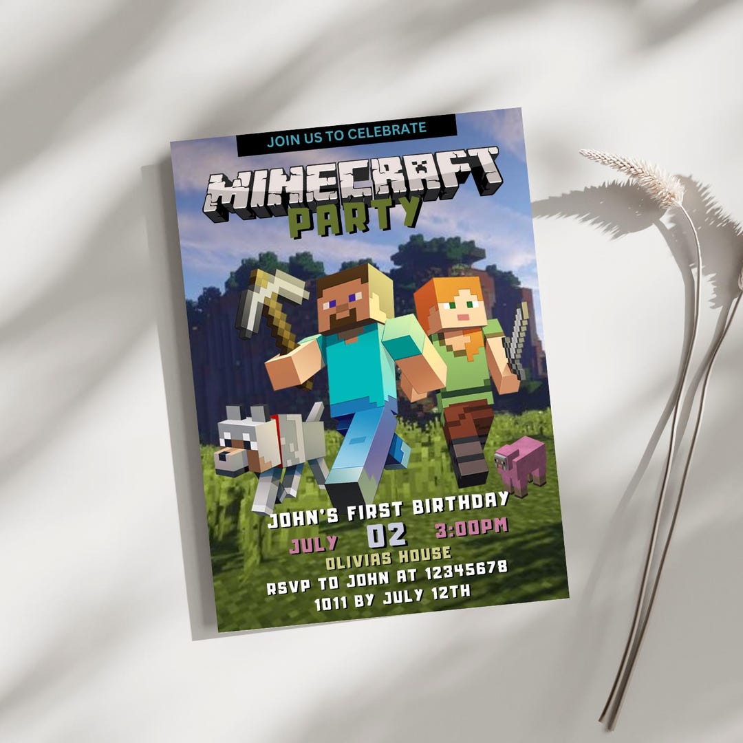 Editable Minecraft Birthday Invitation - Instant Download Templates ...