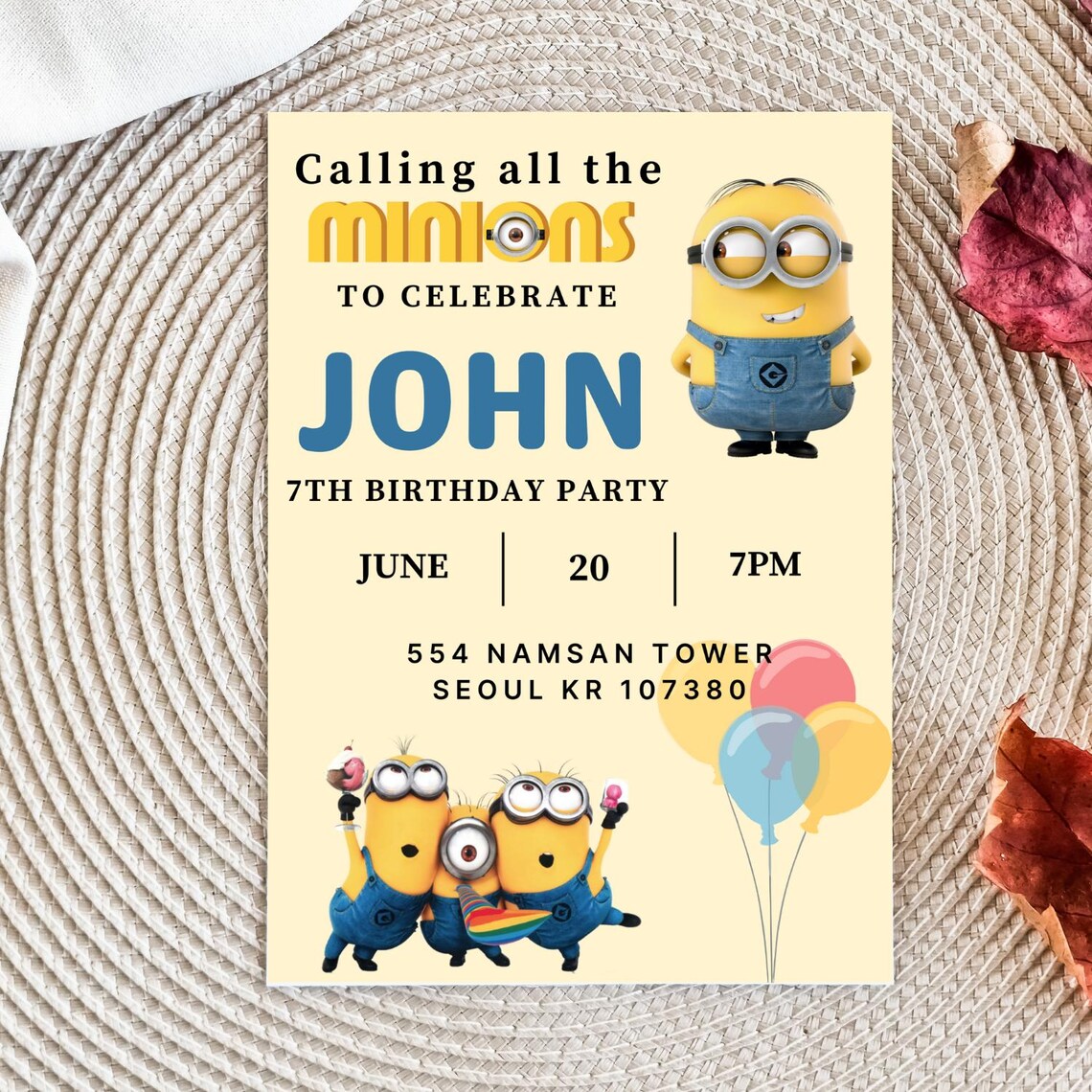 Minions Birthday Invitation, Minions Theme, Digital Minions Birthday ...