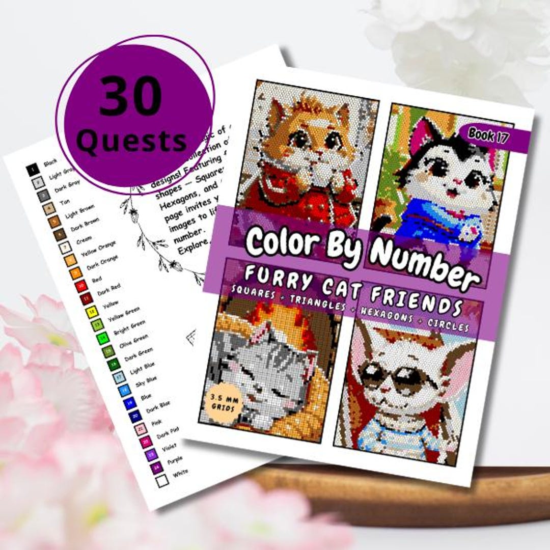 Cute Cats Color by Number: Mystery Mosaic (PDF Pattern) - Etsy