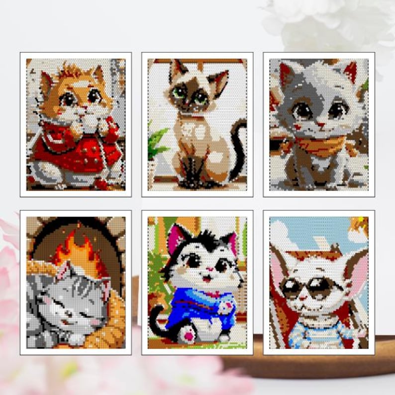 Cute Cats Color by Number: Mystery Mosaic (PDF Pattern) - Etsy