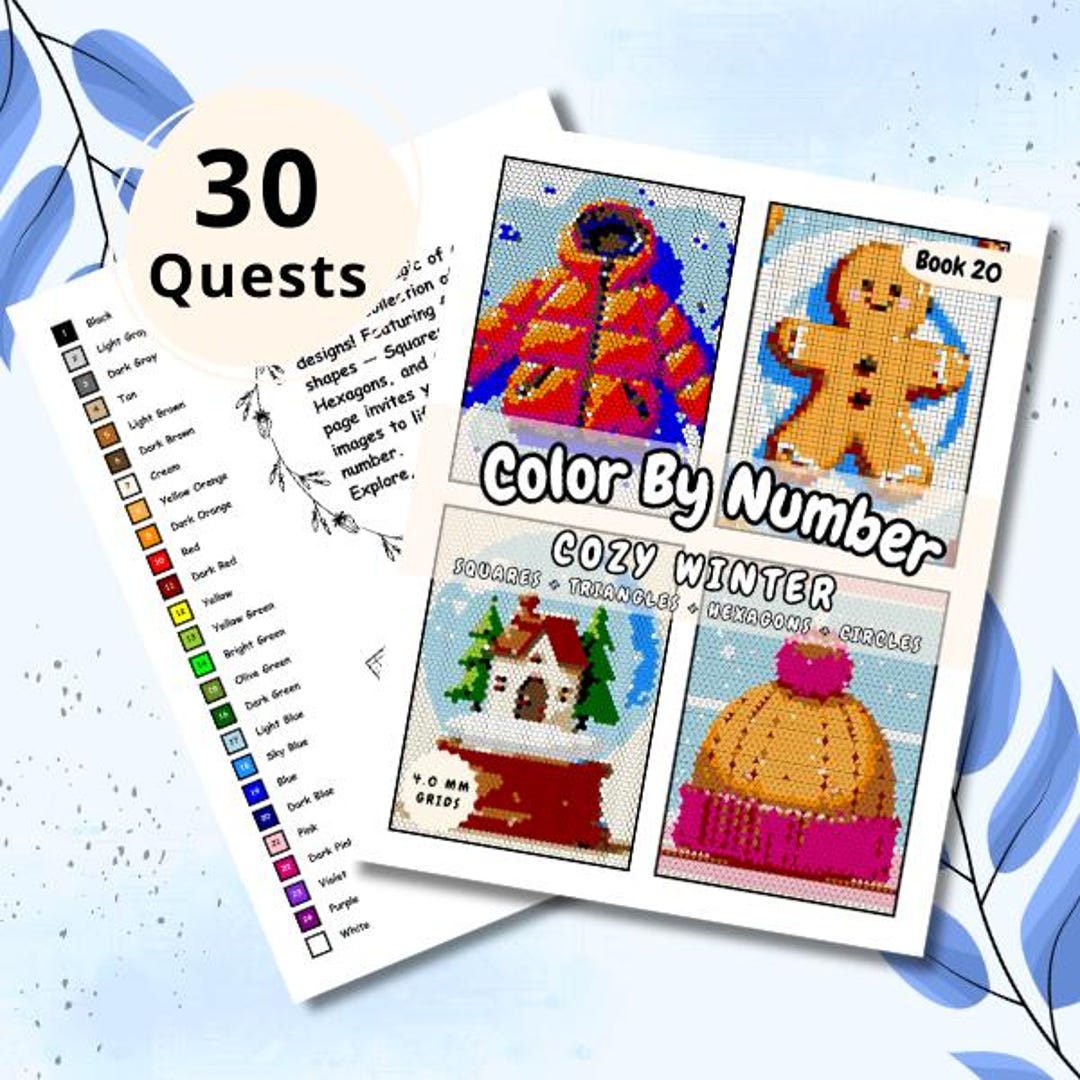 Mystery Mosaic Color by Number Cozy Winter (printable PDF Download) - Etsy