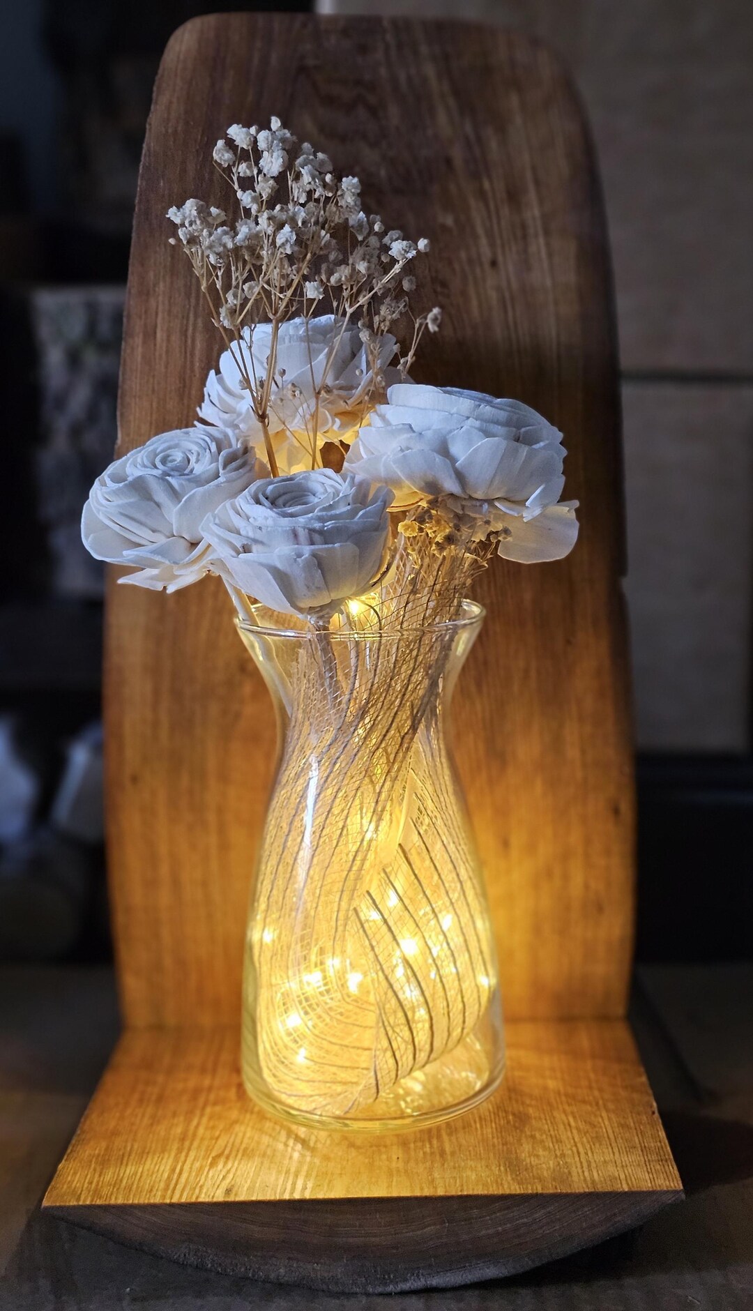 250 Year Old Sinker Cyprus Wall/shelf Sconce With Lighted Vase and ...