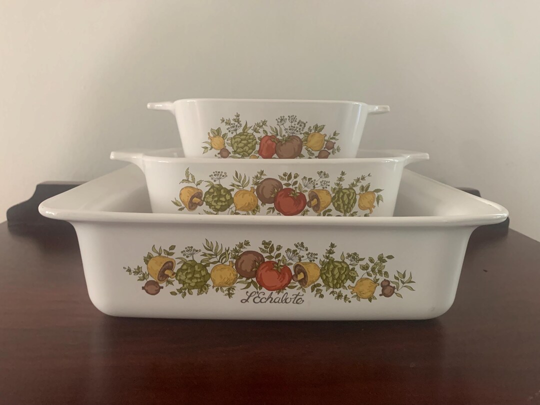 Vintage Corning Ware Set of 3 Casserole Dishes - Spice of Life Design ...