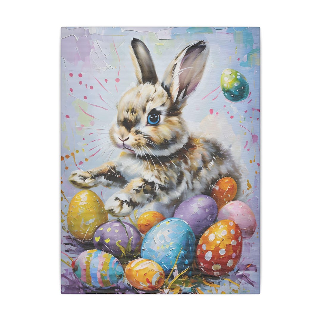 Easter Bunny Canvas Art, Cute Rabbit Wall Decor, Spring Home Decoration ...