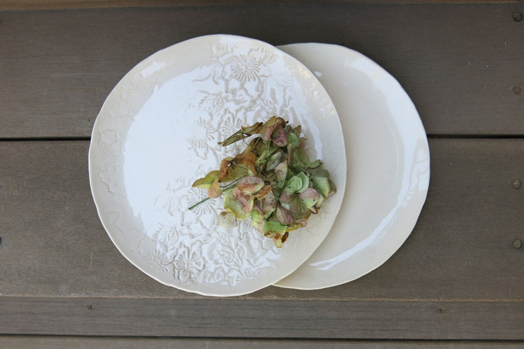 White Handmade Ceramic Salad or Snack Plate 8-inch Table - Etsy
