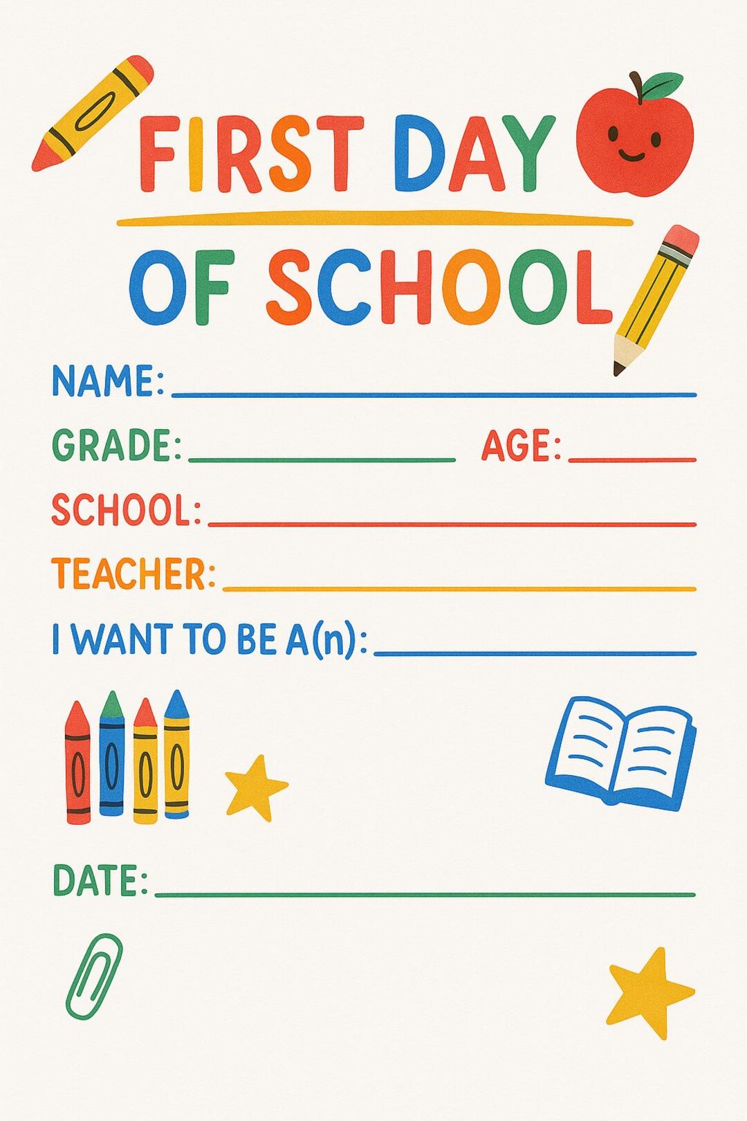 First and Last Day of School Sign Printable – Bright & Colorful | 11x14 ...