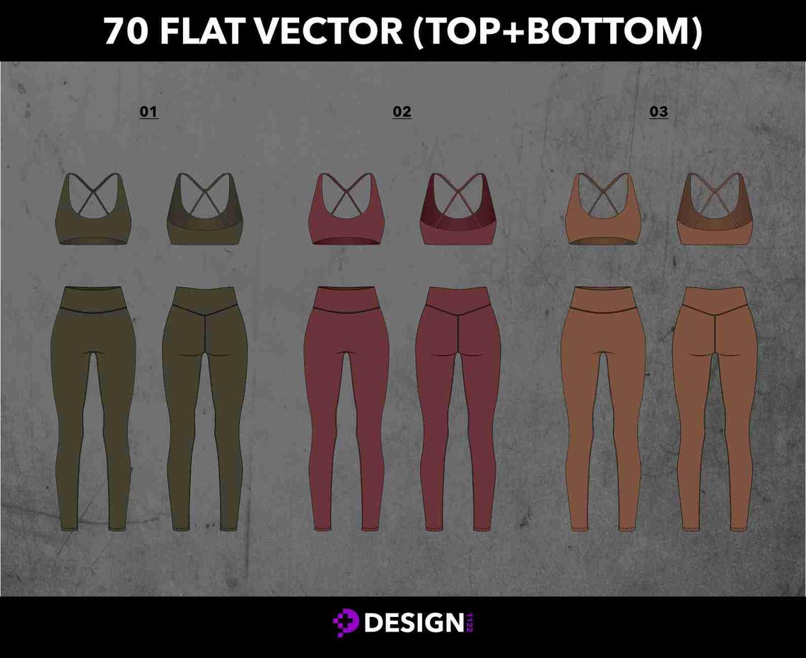 Activewear Vector Mega Bundle: Fashion Design Tech Pack (PNG Mockup) - Etsy