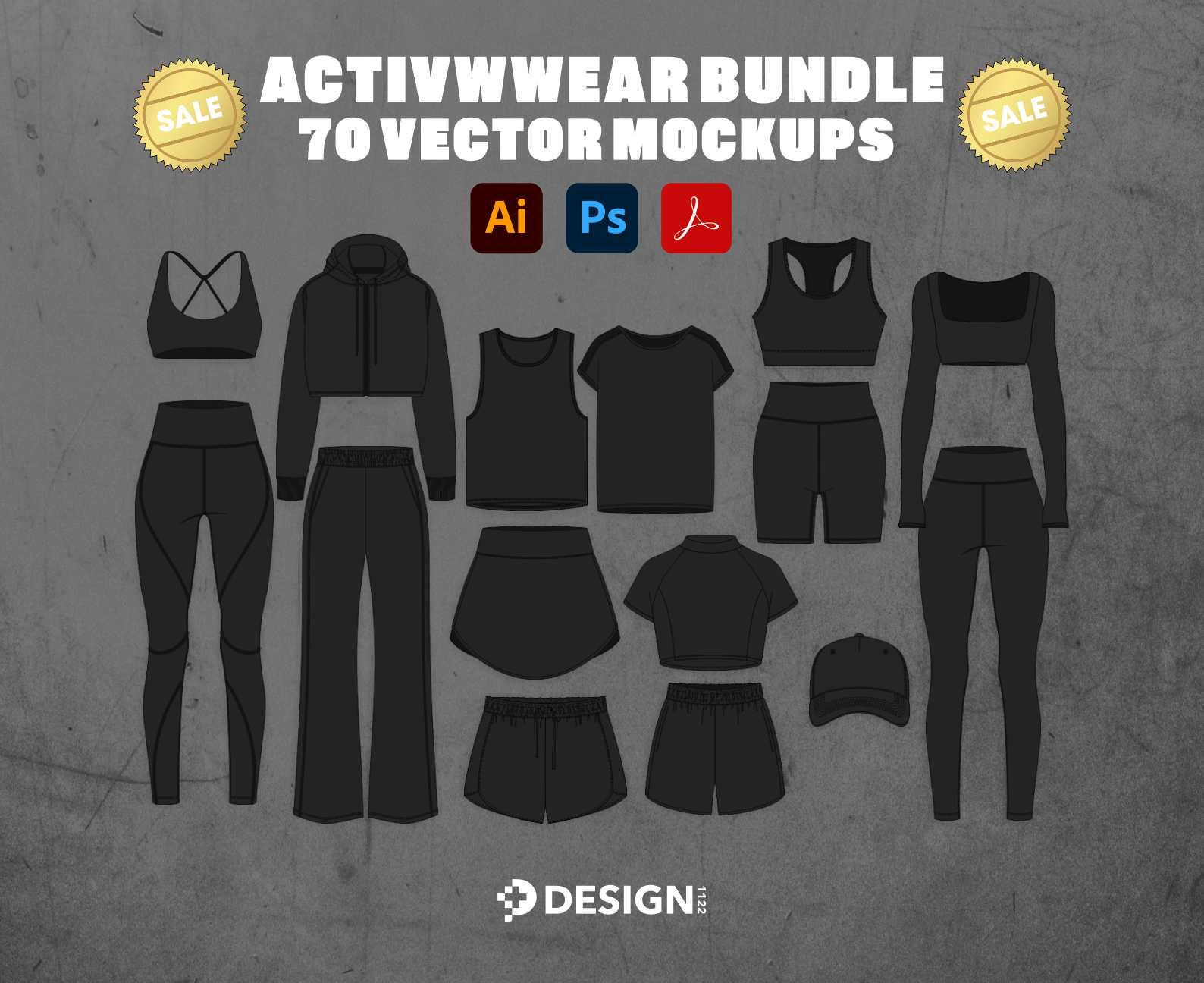 Activewear Vector Mega Bundle: Fashion Design Tech Pack (PNG Mockup) - Etsy