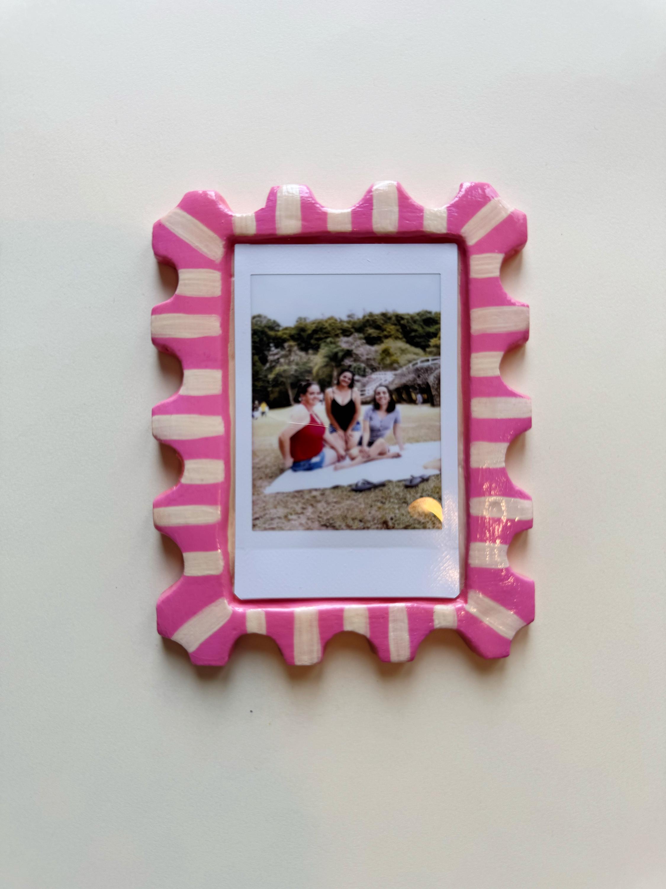 Handmade Ceramic Polaroid Photo Frame – Playful Pink With Wavy Edge ...
