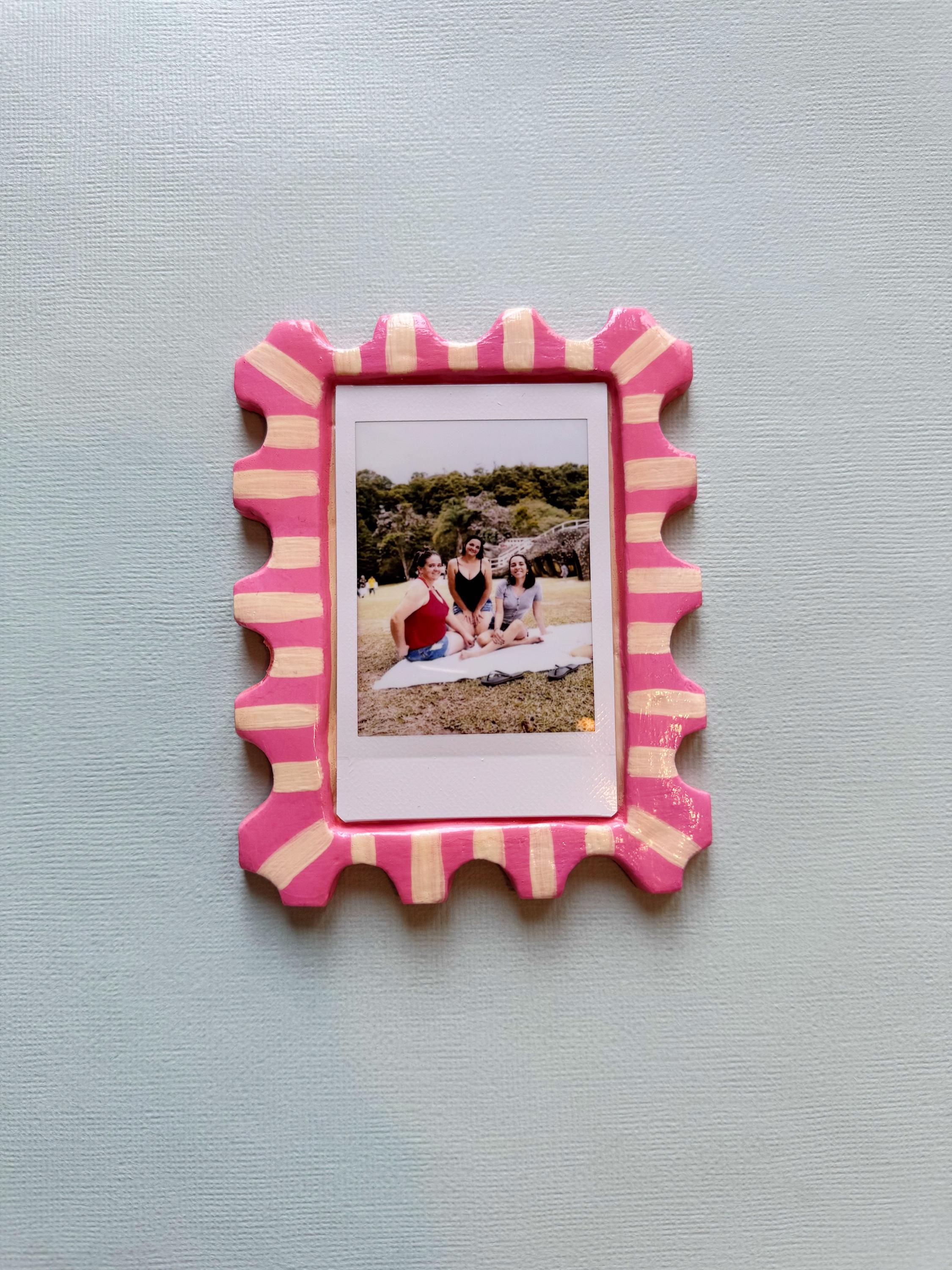 Handmade Ceramic Polaroid Photo Frame – Playful Pink With Wavy Edge Design - Etsy