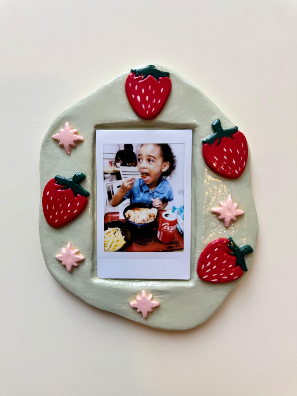 Handmade Ceramic Polaroid Photo Frame – Whimsical Strawberry & Pastel Design - Etsy