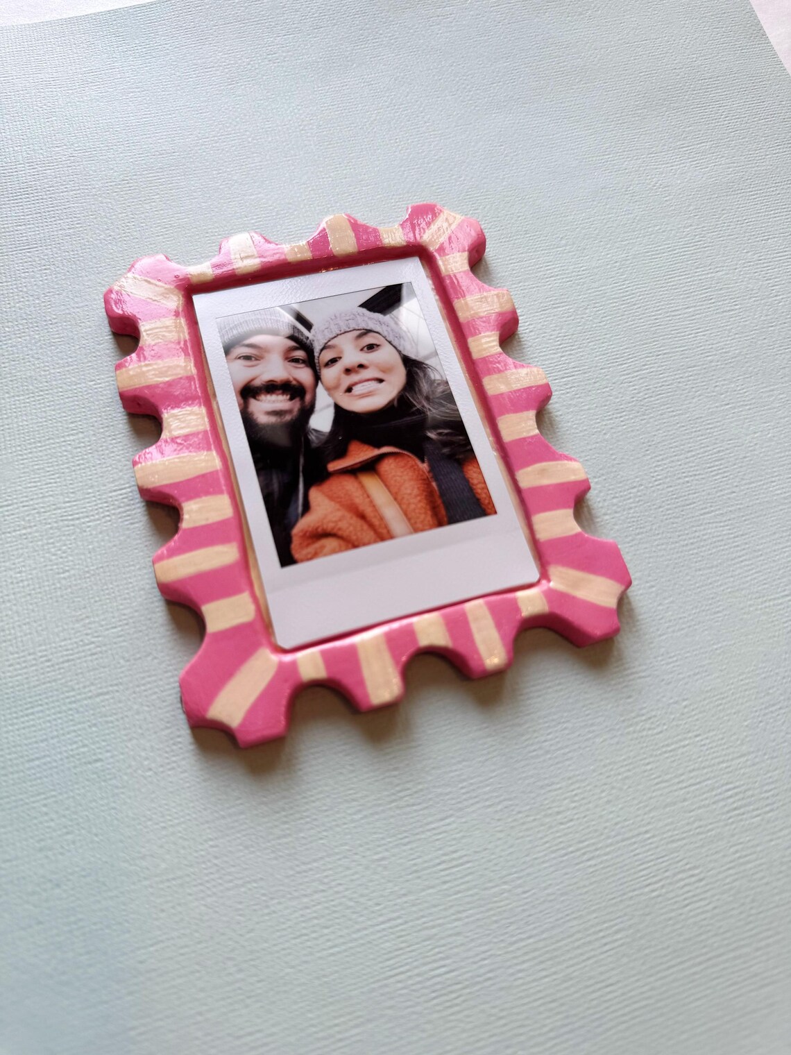 Handmade Ceramic Polaroid Photo Frame – Playful Pink With Wavy Edge ...