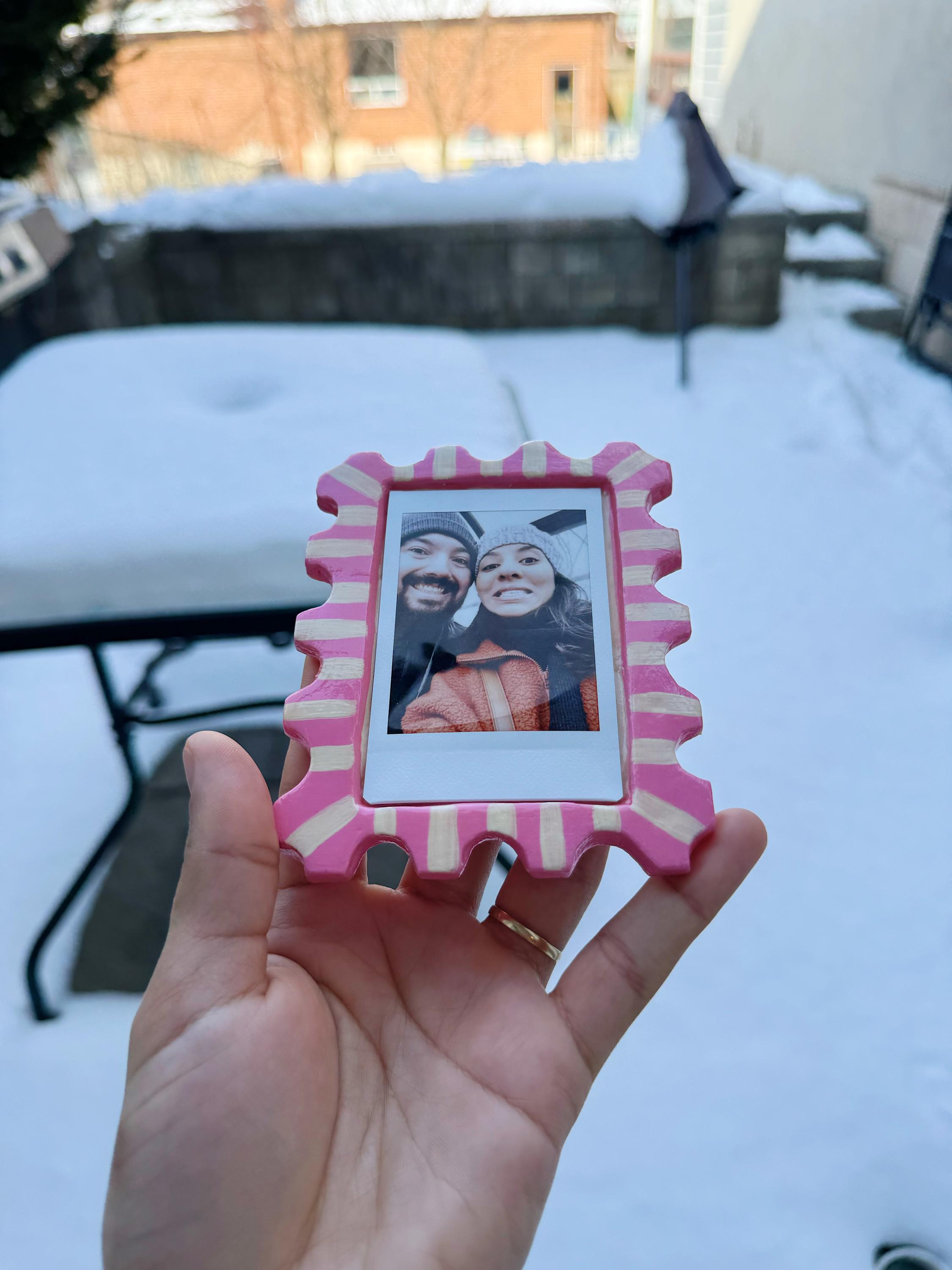 Handmade Ceramic Polaroid Photo Frame – Playful Pink With Wavy Edge ...