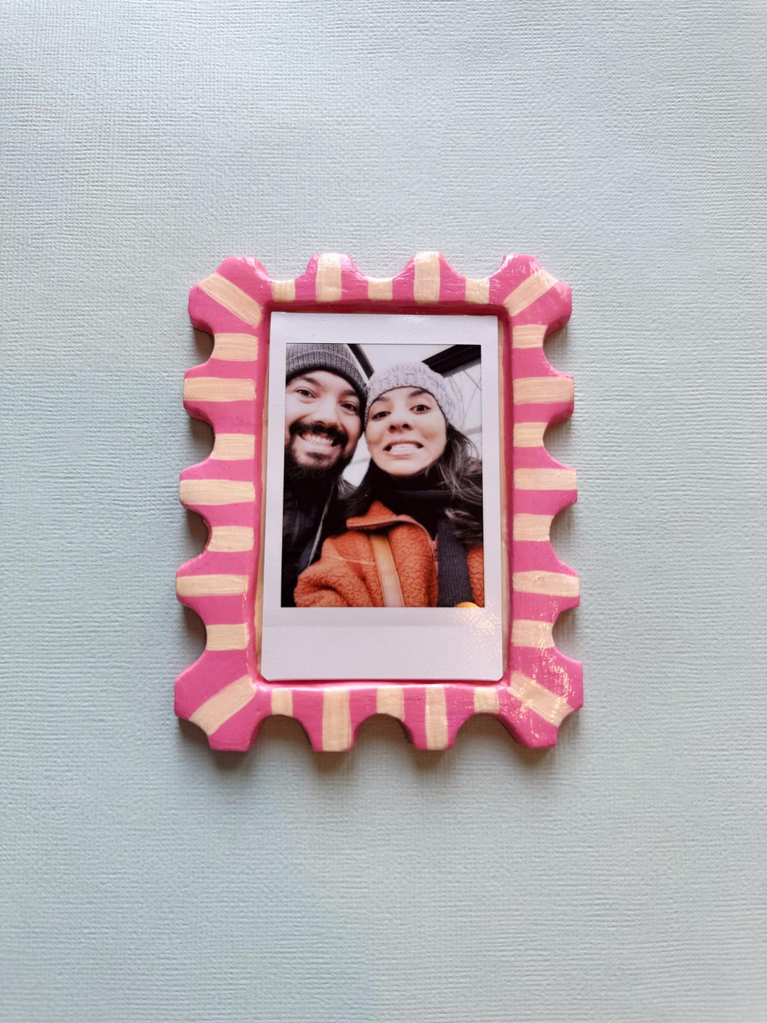 Handmade Ceramic Polaroid Photo Frame – Playful Pink With Wavy Edge ...