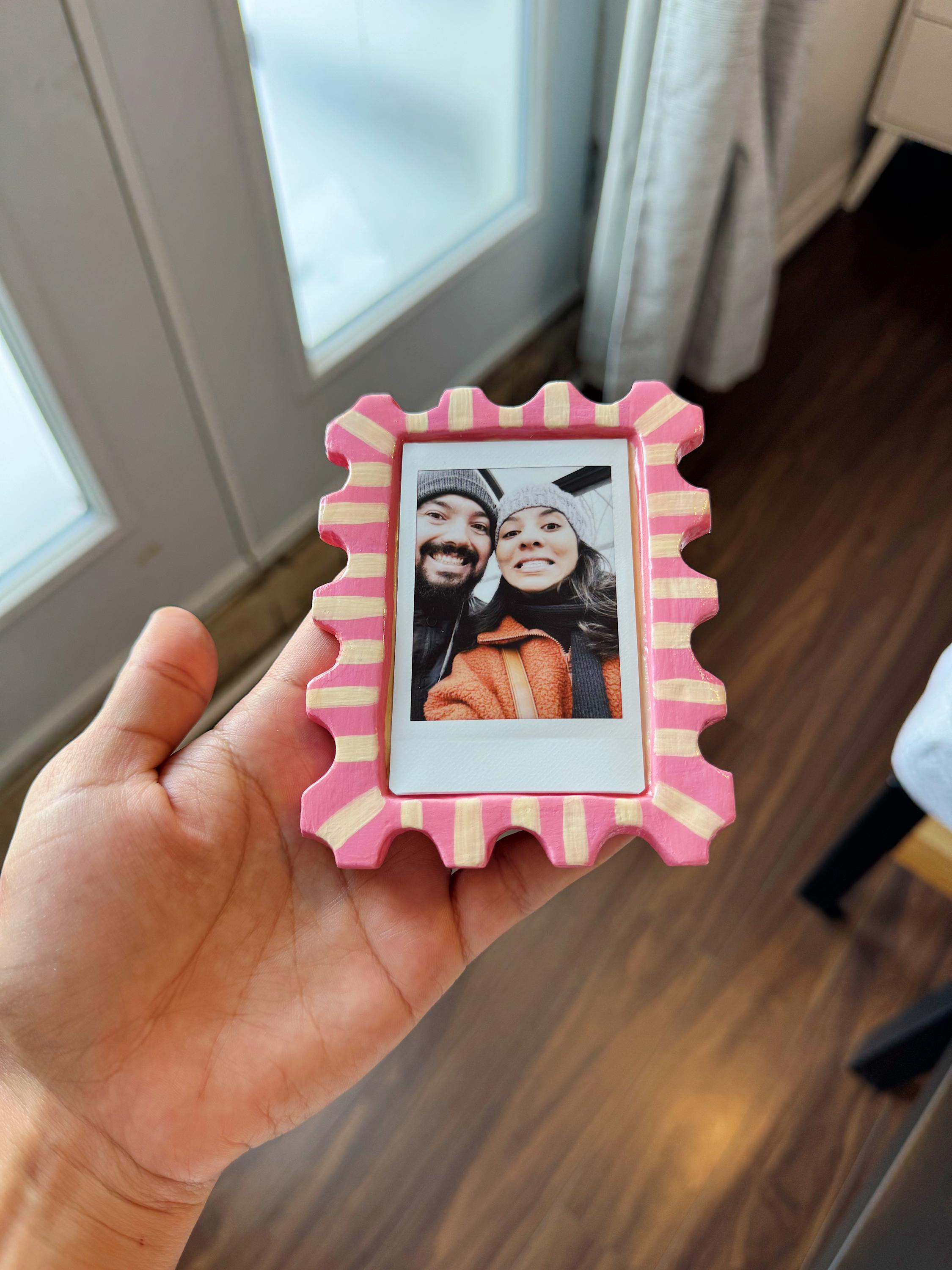 Handmade Ceramic Polaroid Photo Frame – Playful Pink With Wavy Edge ...