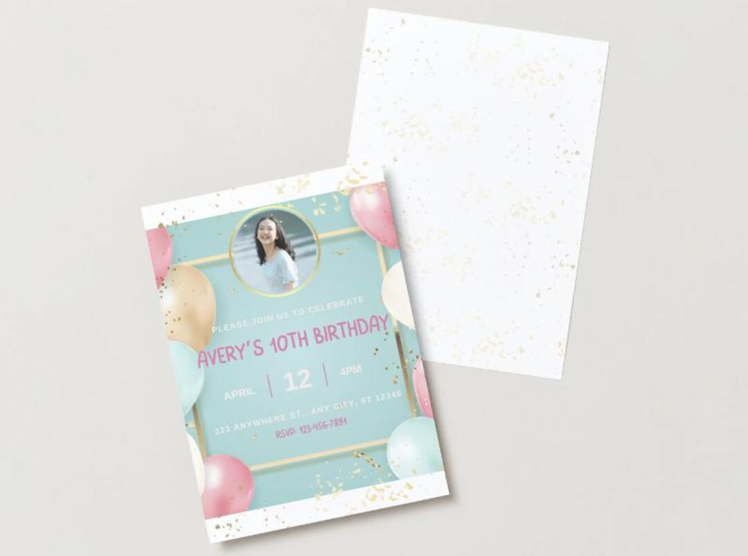 Teal Sparkle Birthday Invitation, Teen Birthday, Sparkle Birthday, Pink ...
