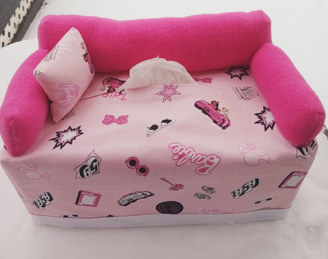 Sofa Tissue Box Cover, Pink Barbie Tissue Cover, Couch Tissue Cover ...