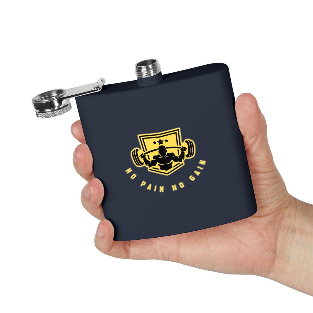 No Pain No Gain Stainless Steel Flask - Perfect Gym Gift, Sports Event ...