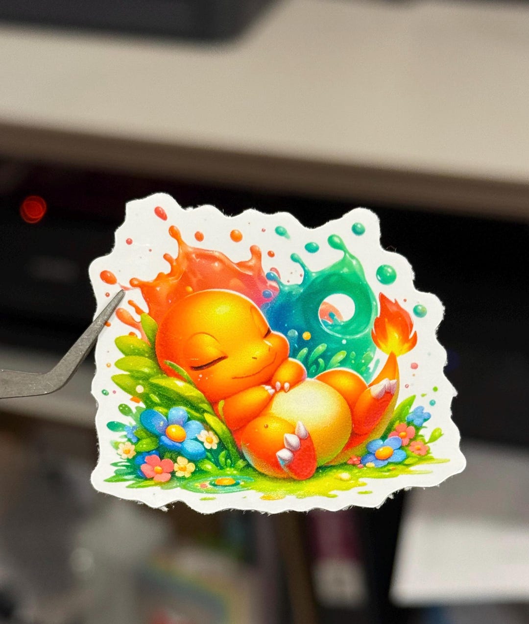 Sleeping Charmander Sticker, Cute Fire Pokémon Inspired Vinyl Decal ...