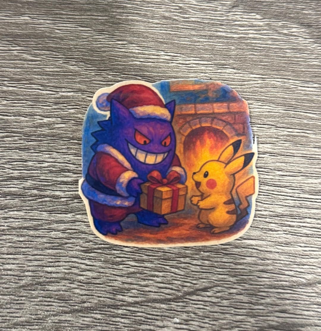 Gengar Santa Sticker, Pikachu Christmas, Cute Pokémon Inspiredholiday ...