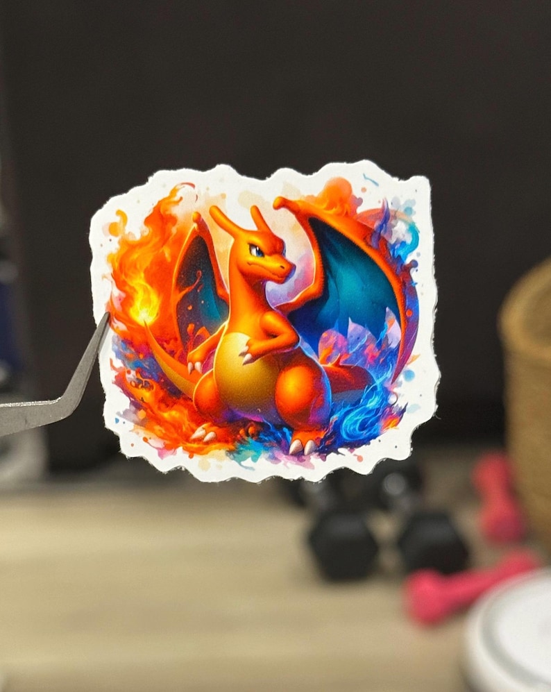 Charizard Flaming Watercolor Sticker, Pokémon Inspired Vinyl, Decal ...