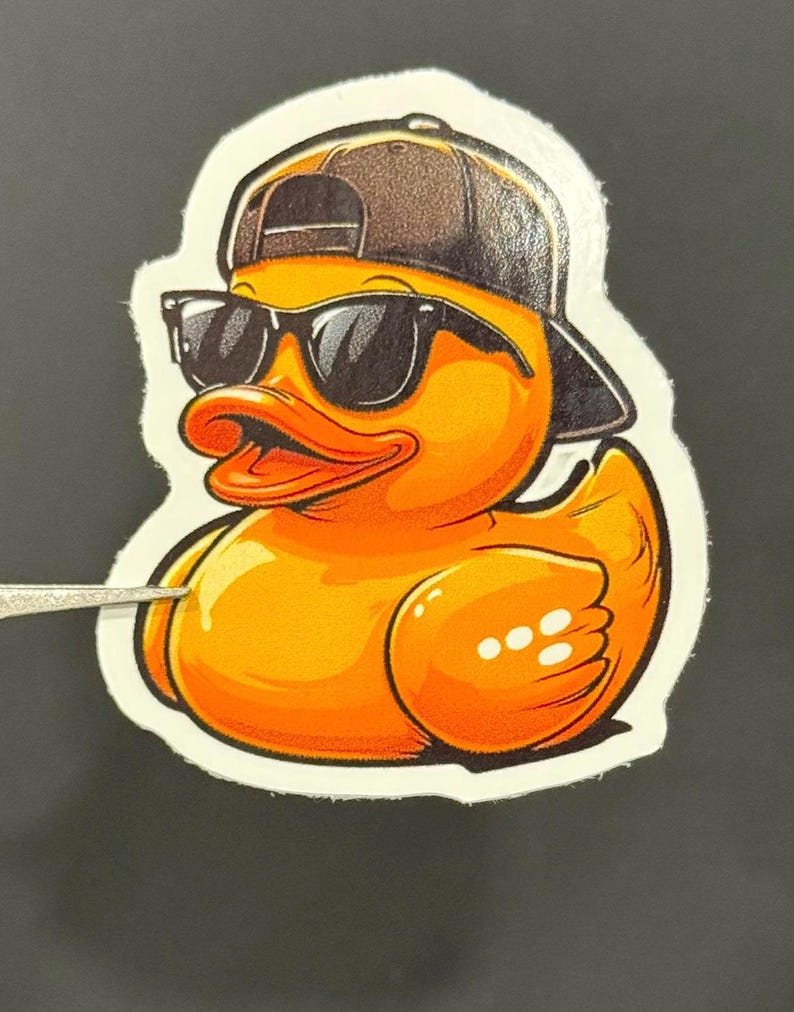 Cool Rubber Duck Vinyl Sticker – Duck With Sunglasses and Backwards Hat ...