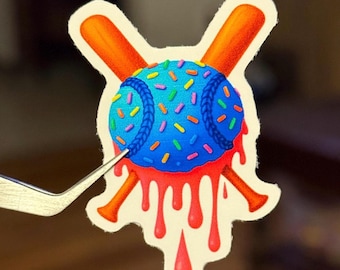 Baseball Ice Cream Drip Sticker - Etsy