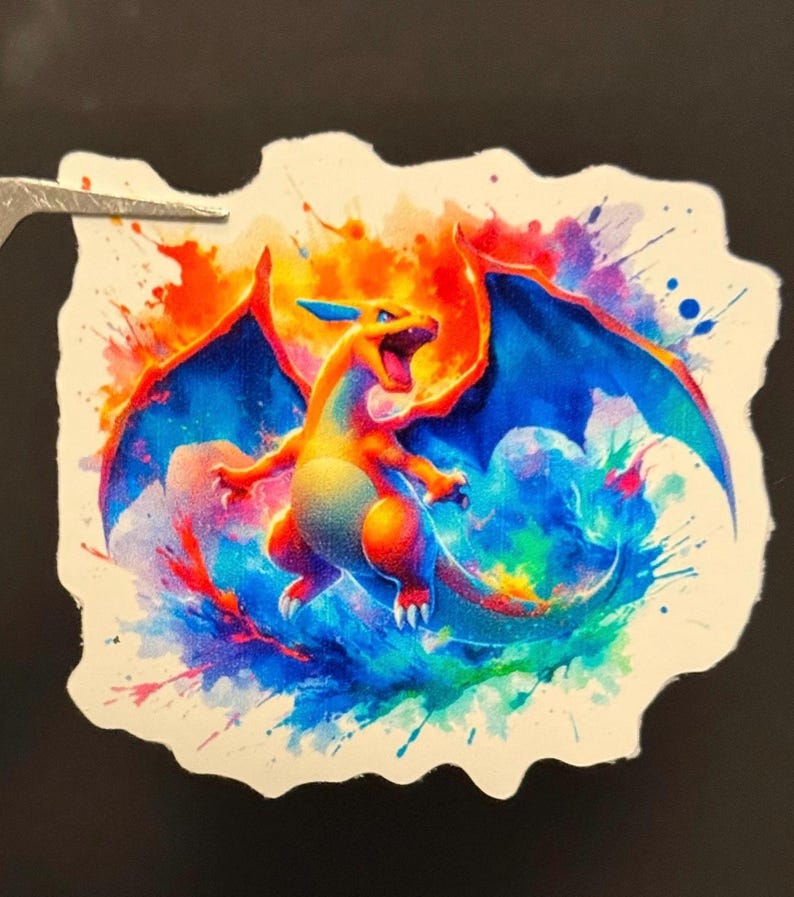 Charizard Flying Vinyl Sticker – Watercolor Style Waterproof Decal for ...