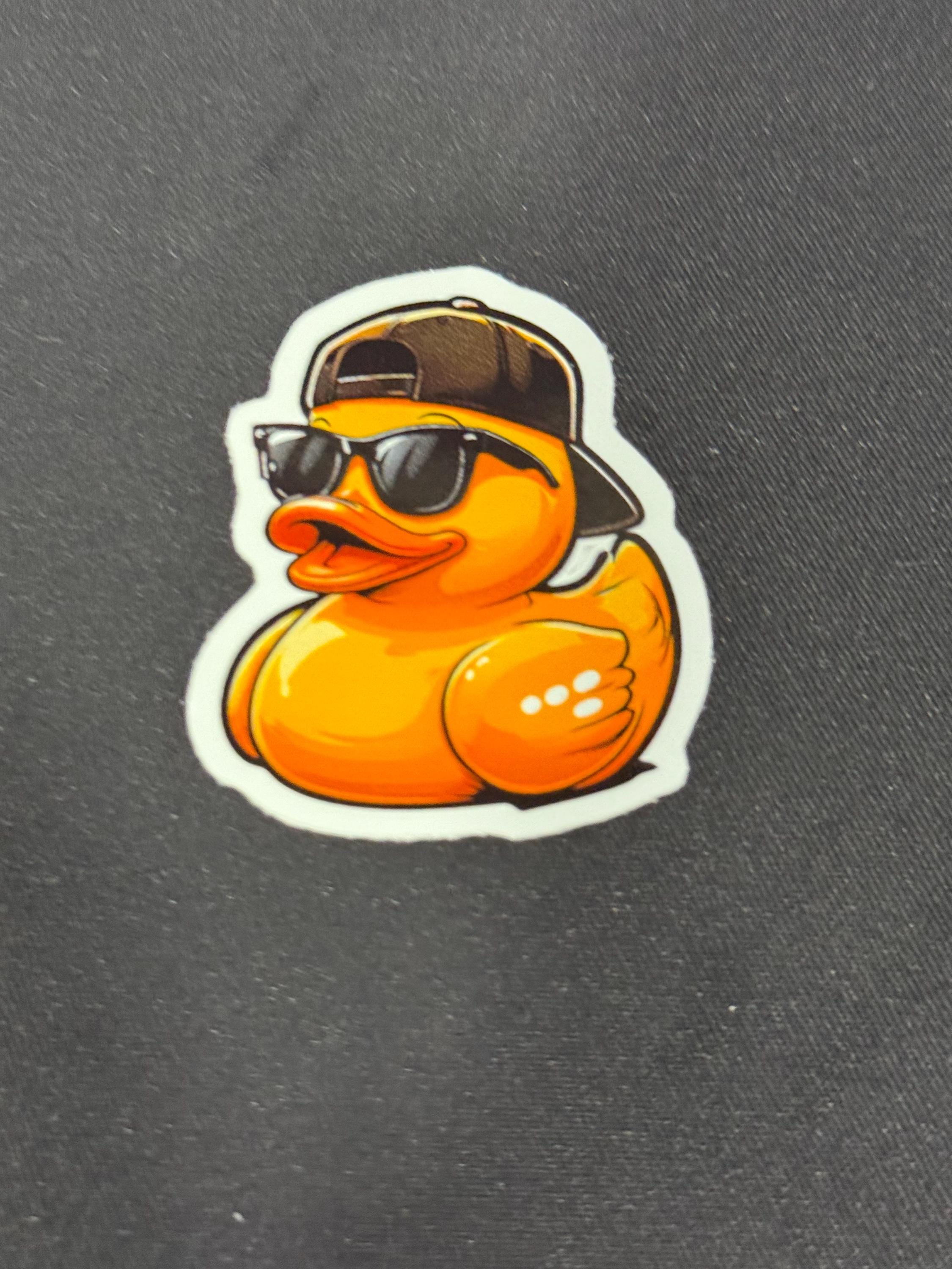 Cool Rubber Duck Vinyl Sticker – Duck With Sunglasses and Backwards Hat ...