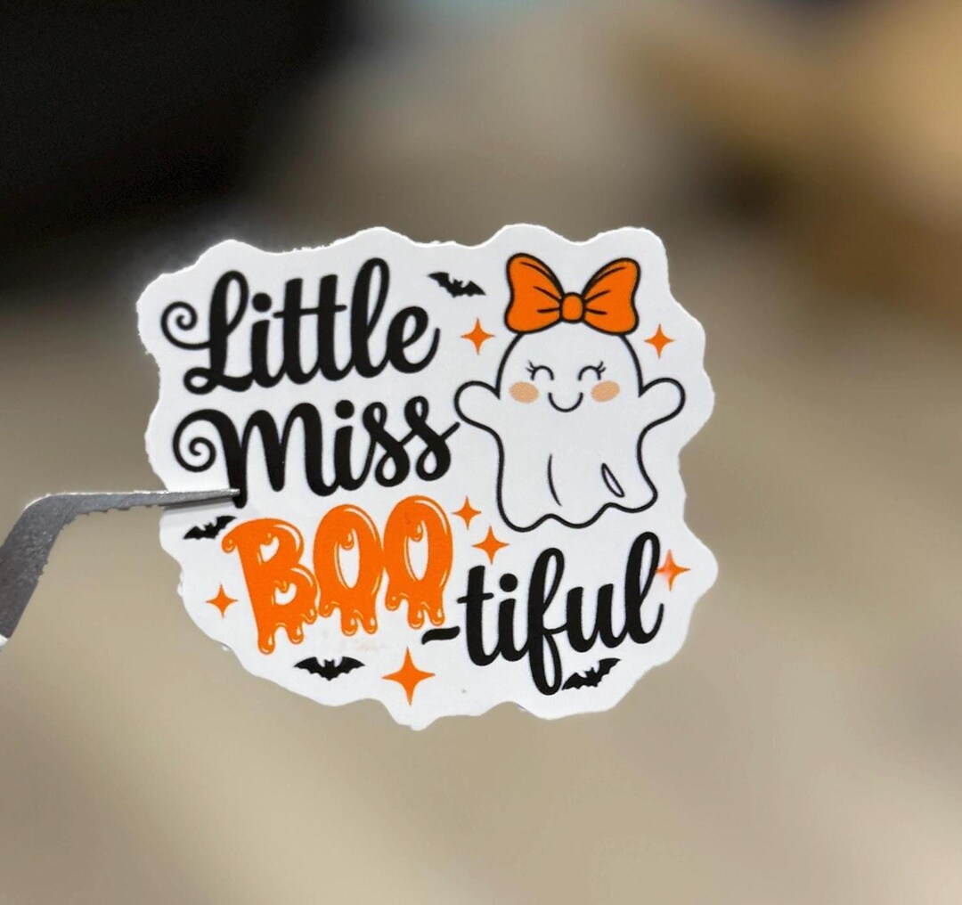 Little Miss Boo-ti-ful Ghost Sticker, Cute Halloween Vinyl Decal With ...