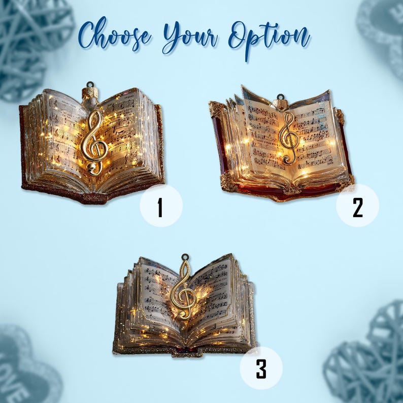 2D Flat Acrylic Treble Clef Music Ornament, Musical Note Christmas Book ...