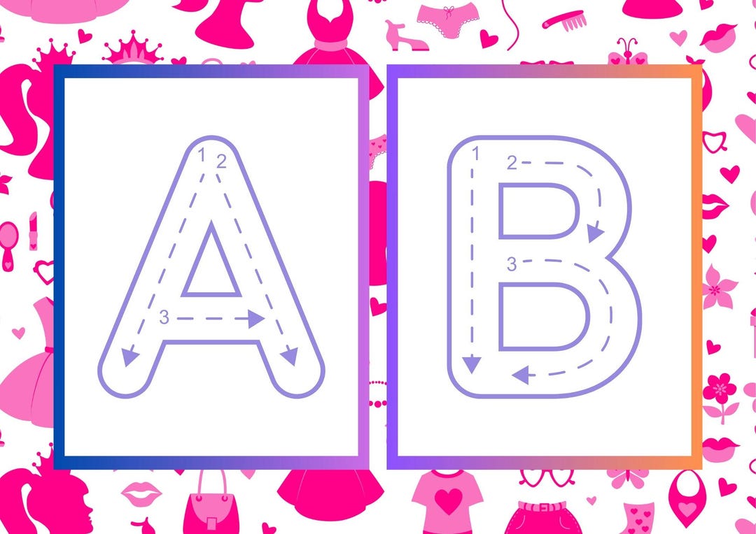 ABC Tracing Materials for GIRLS With Barbie Background Design - Etsy