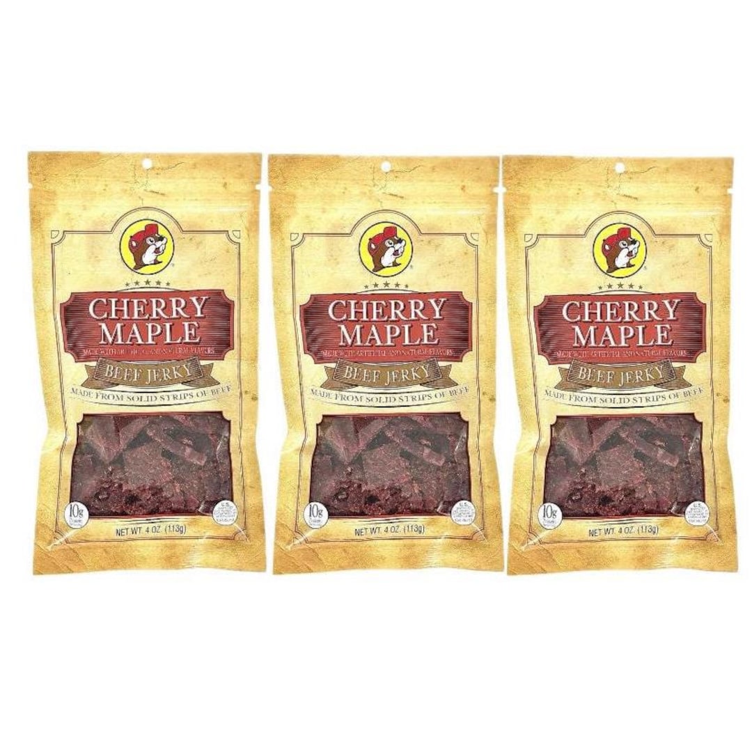 Buc-ee’s Cherry Maple Beef Jerky - Resealable Bag 4oz (113g) X3 (mix ...