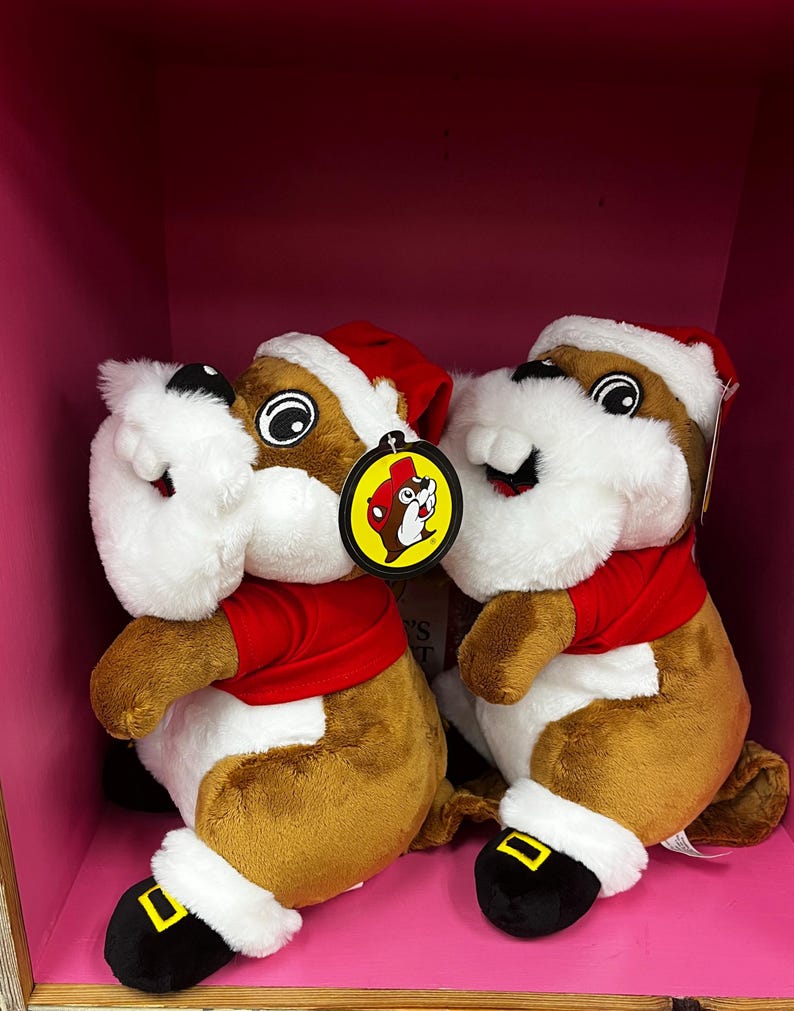 Buc-ee's Christmas Plush, Buc-ee Santa, Beaver Wearing a Santa Hat ...