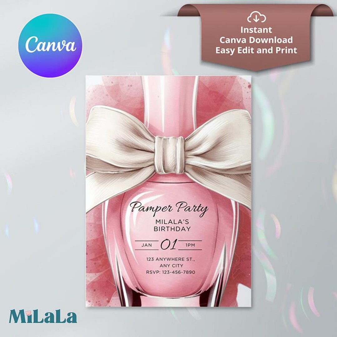 Pamper Party Invitation Template | Editable Pink Spa Day Invite | Girls ...