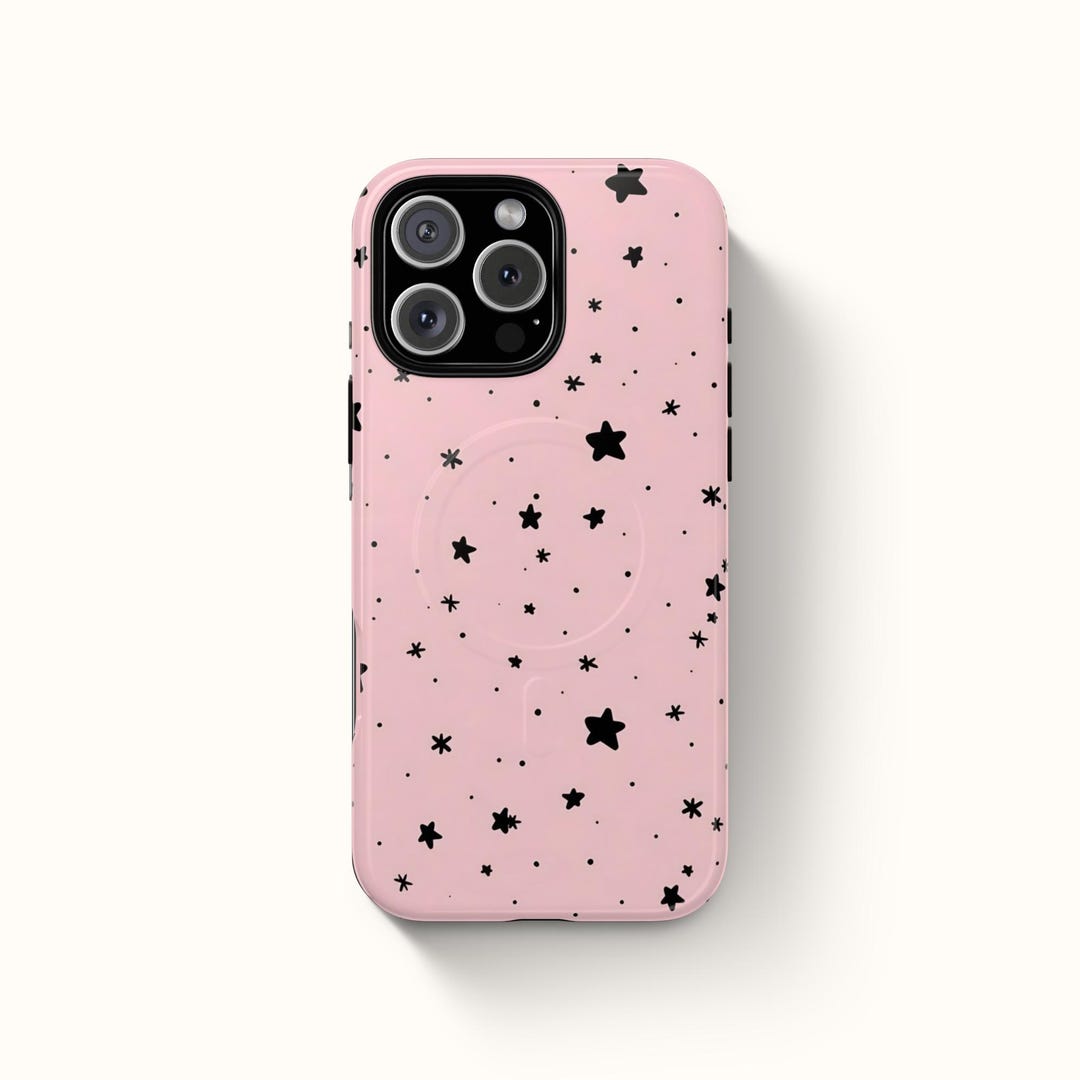 Pink Star iPhone Case | Cute Aesthetic Magsafe Cover for iPhone 16, 15 ...