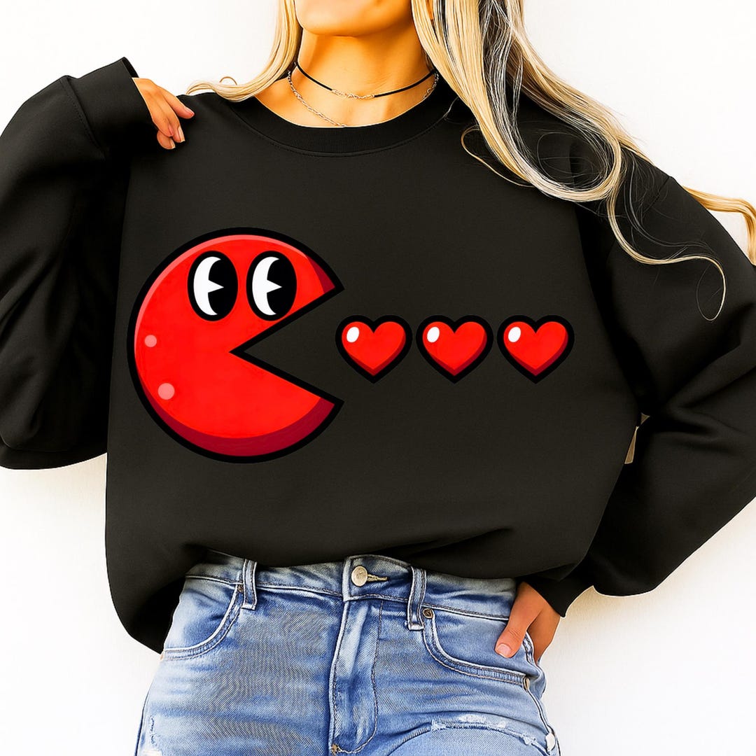 Pacman Valentine PNG, Retro Gamer Heart Graphic (digital Download) - Etsy