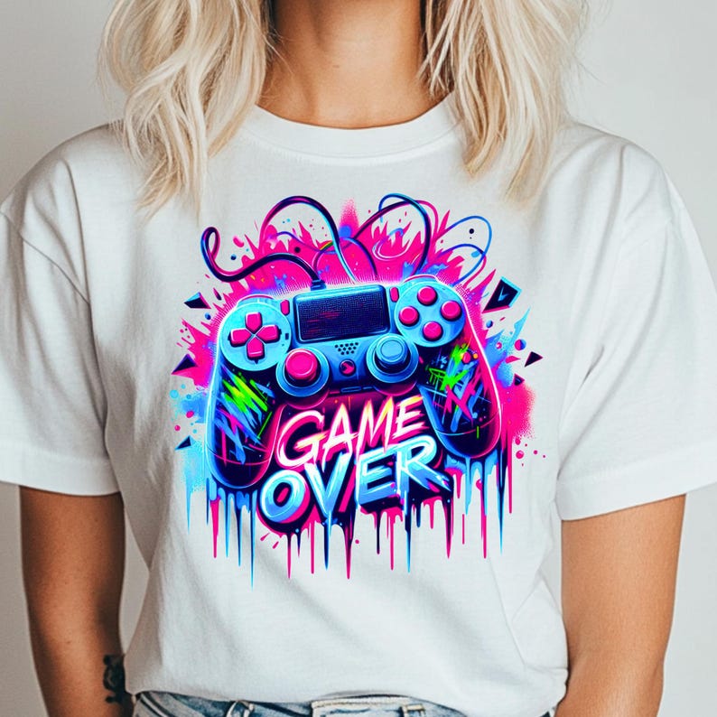 Graffiti Game Over Png, Vibrant Gaming Controller Png, Game Controller ...