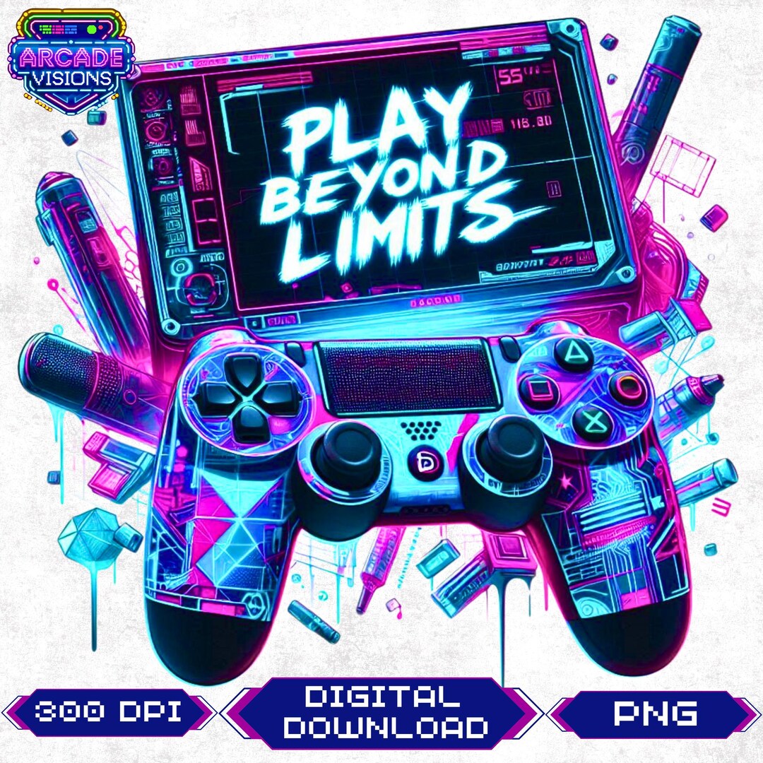 Neon Game Controller PNG: Sublimation Designs (digital Download) - Etsy