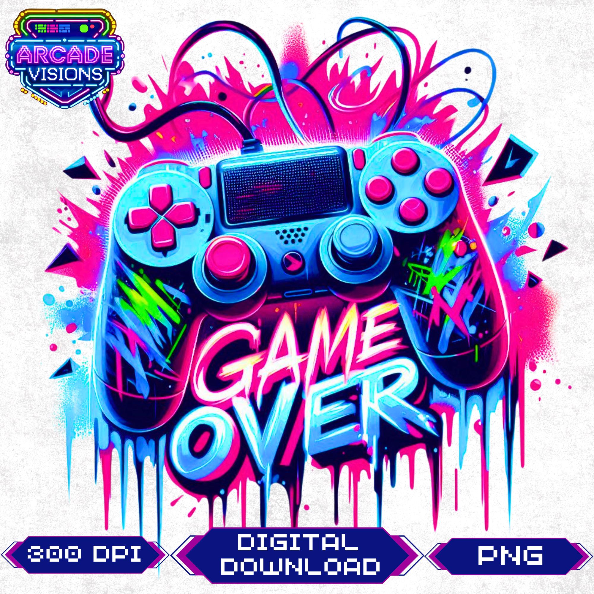 Graffiti Game Over Controller PNG, Gamer Clipart (digital Download) - Etsy