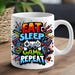 Eat Sleep Game Repeat PNG: Graffiti Gaming Sublimation Design (digital ...